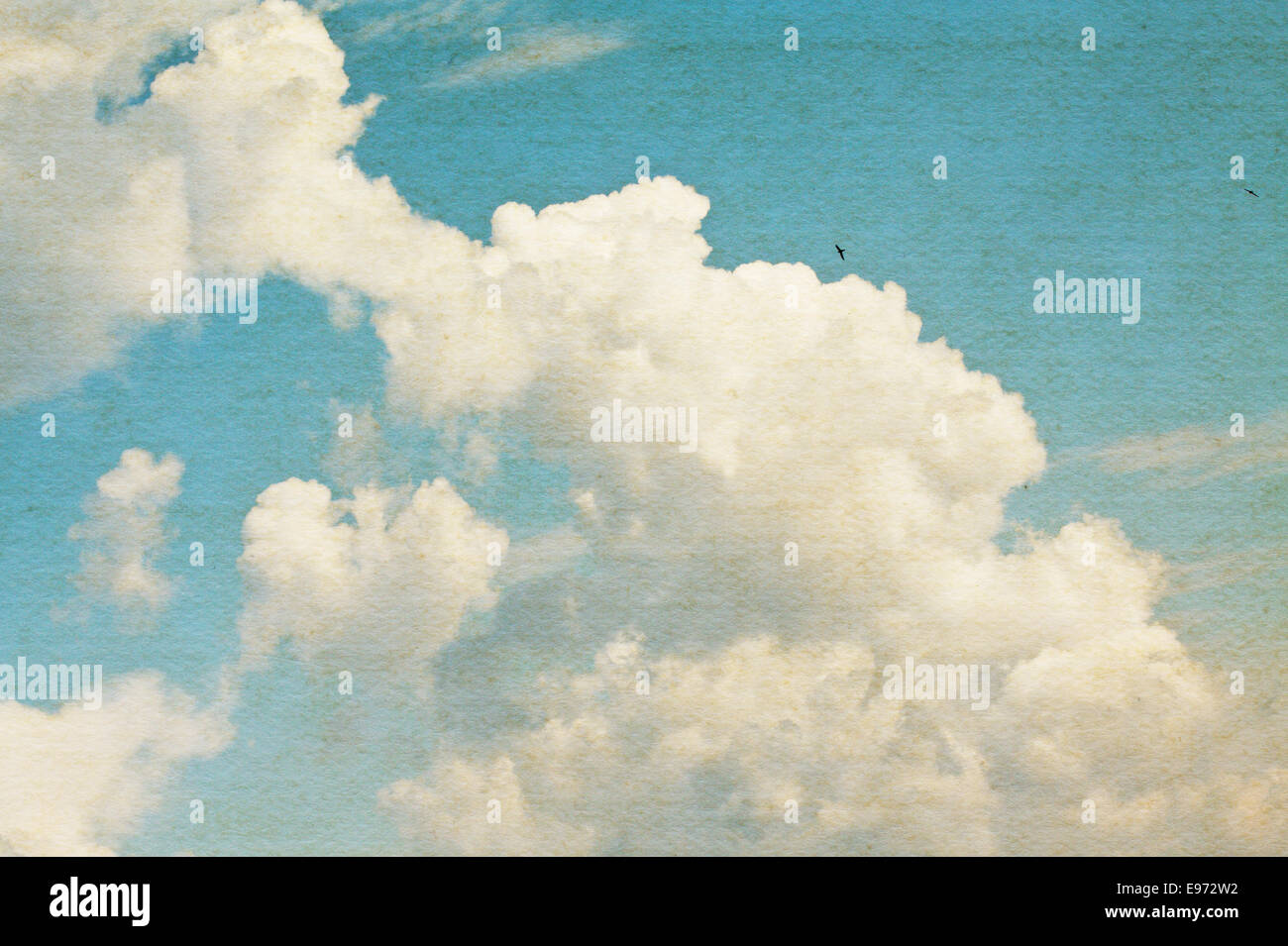 Sky and clouds on grunge paper texture Stock Photo - Alamy