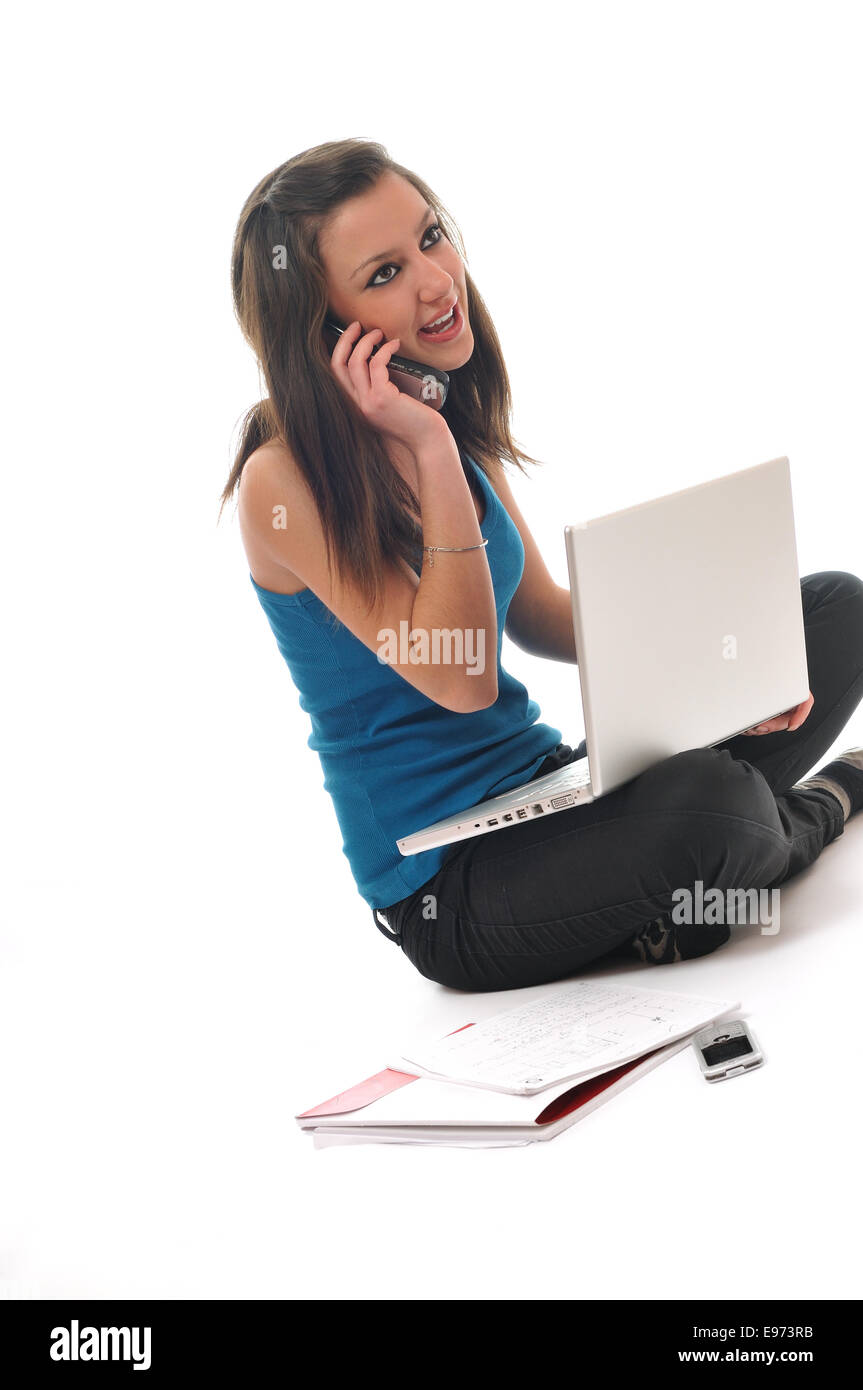 girl work on laptop Stock Photo - Alamy