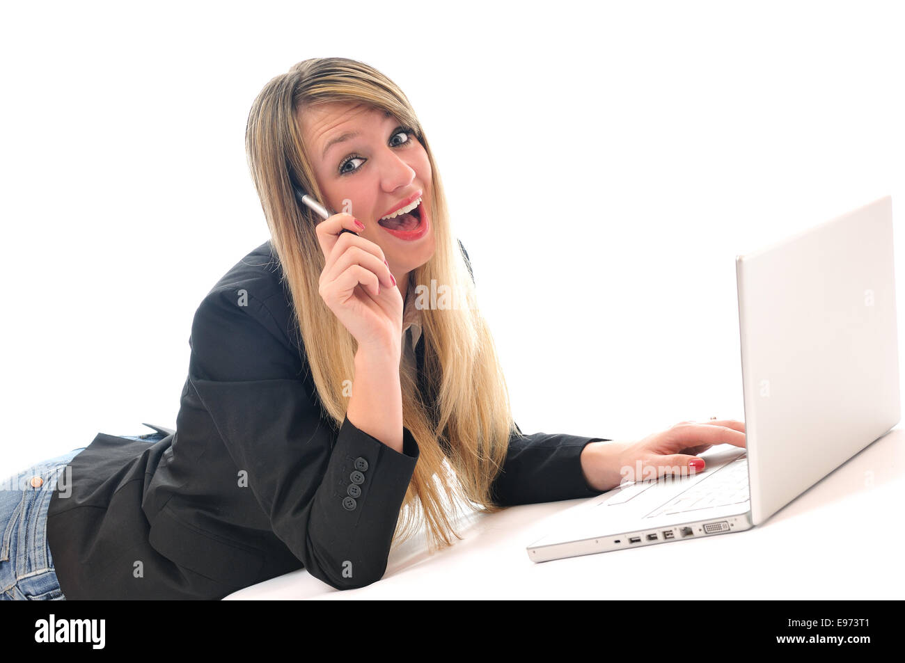 girl work on laptop Stock Photo - Alamy