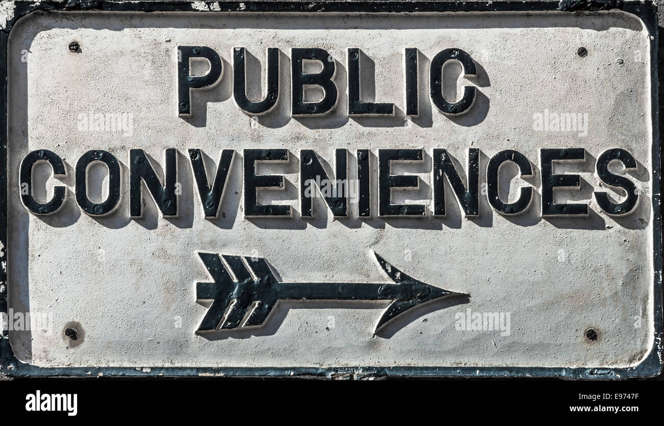 An old English public toilet cast iron sign Stock Photo - Alamy