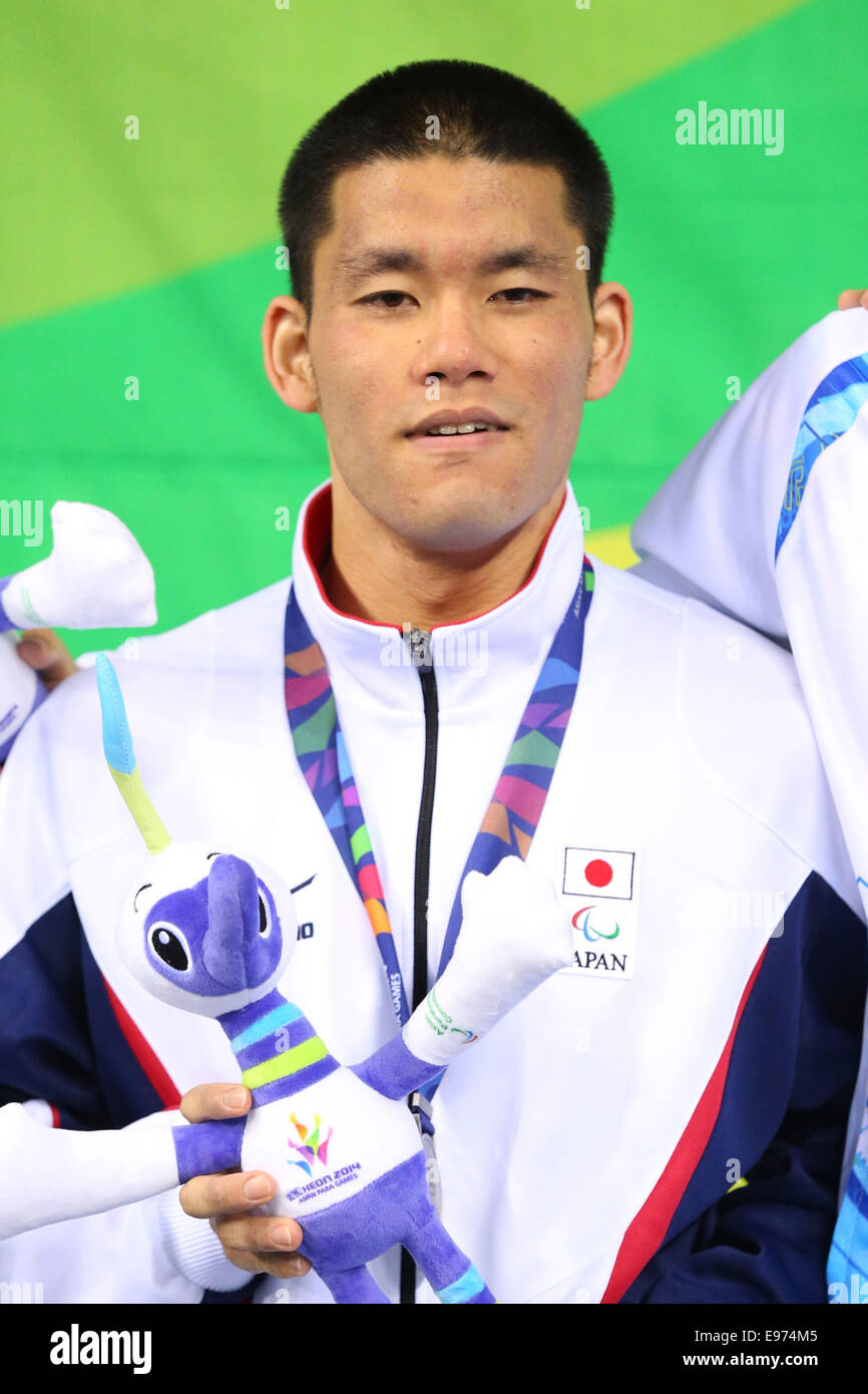Incheon, South Korea. 20th Oct, 2014. Kenta Sato (JPN) Swimming : Men's 100m Backstroke S12 ...