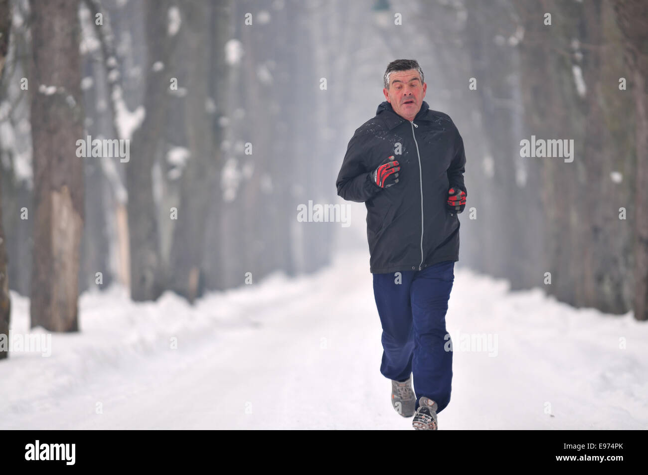 one older man running at alley Stock Photo - Alamy