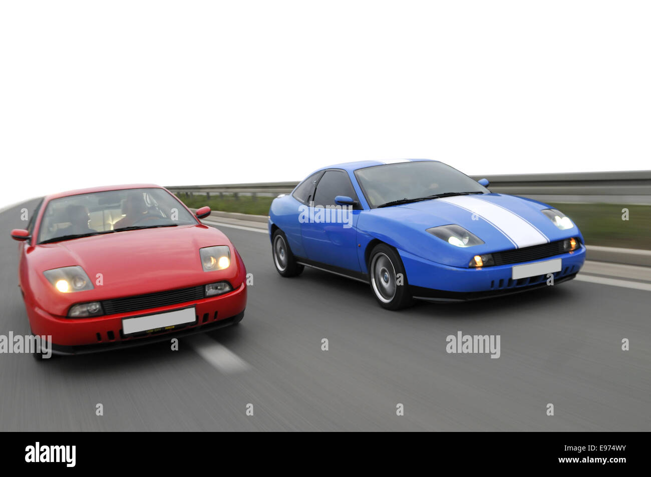 Isolated tuning cars racing on highway Stock Photo - Alamy