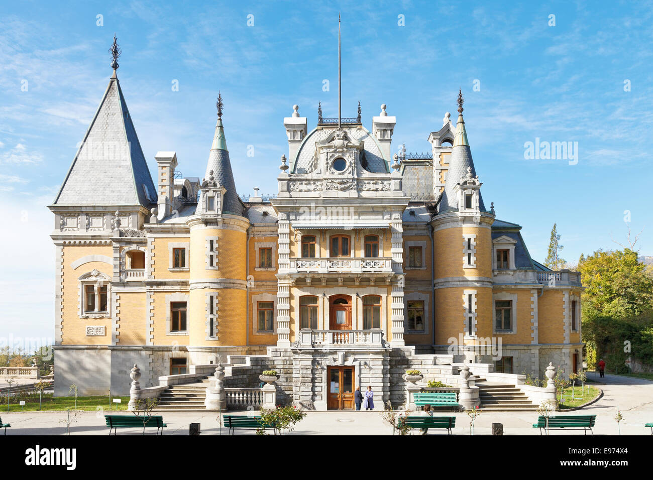 YALTA, RUSSIA - OCTOBER 3, 2014: front view of Masandra Palace of ...