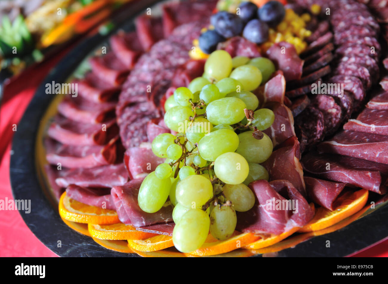 Catering food arrangement on table Stock Photo - Alamy