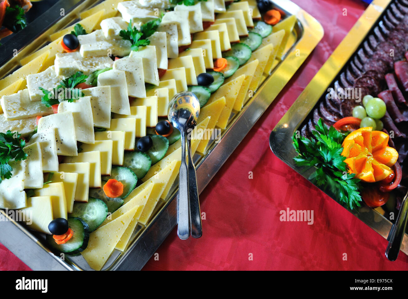 Catering food arrangement on table Stock Photo - Alamy