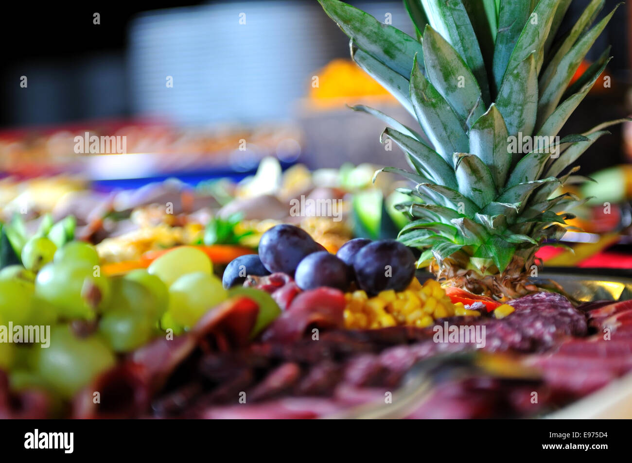 Catering food arrangement on table Stock Photo - Alamy
