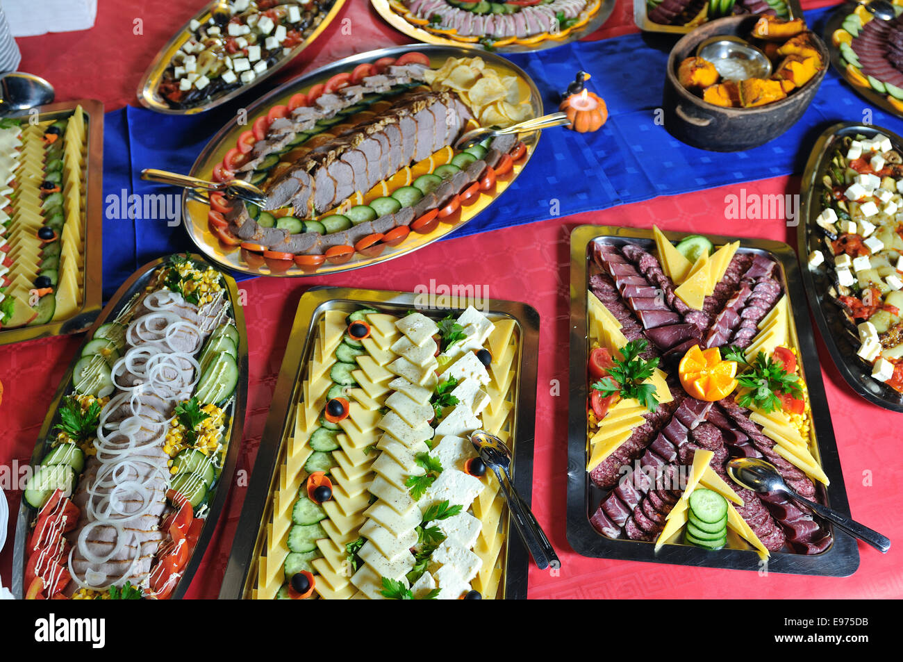Catering food arrangement on table Stock Photo - Alamy