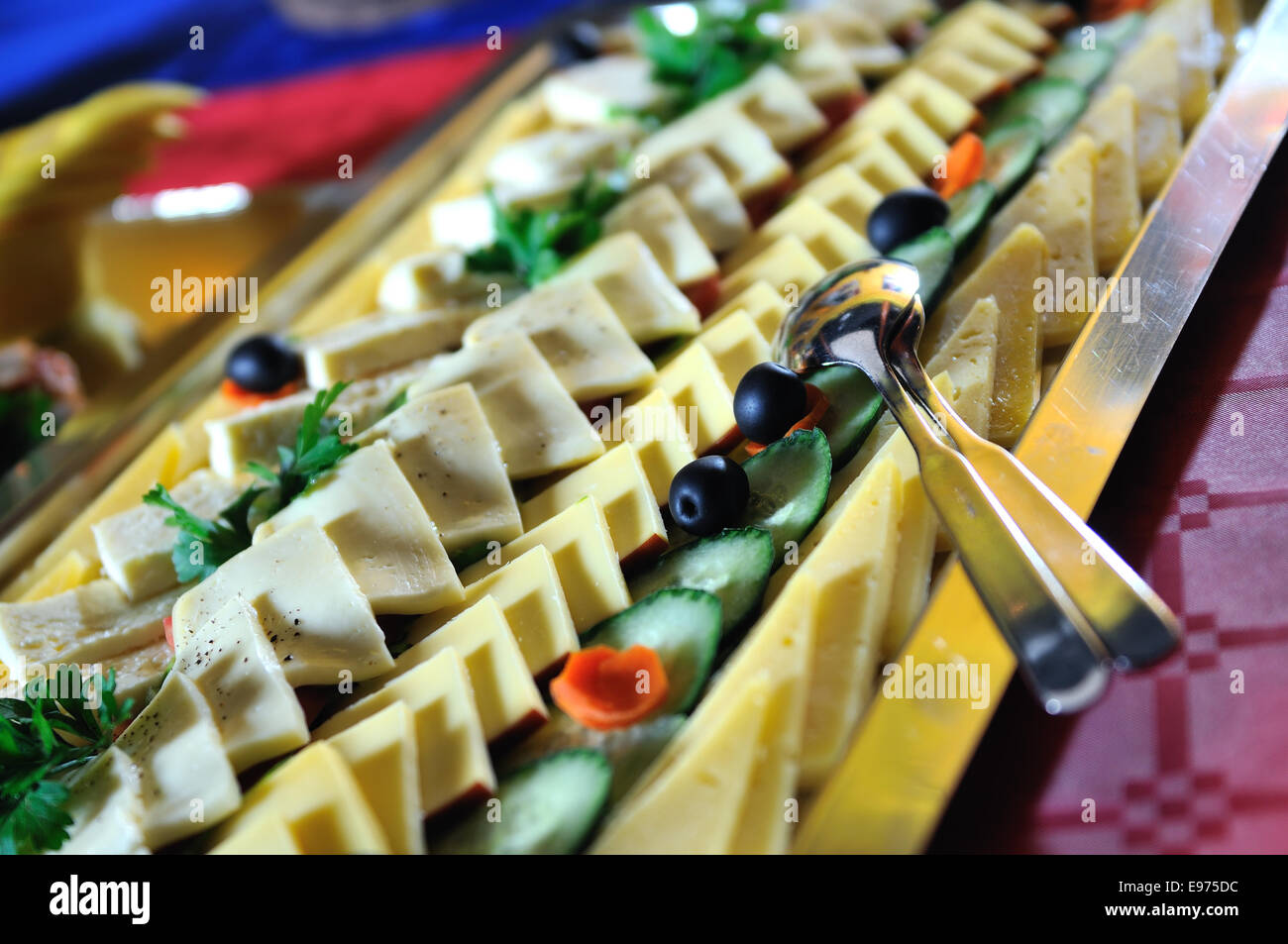 Catering food arrangement on table Stock Photo - Alamy