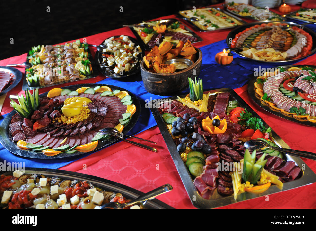 Catering food arrangement on table Stock Photo - Alamy