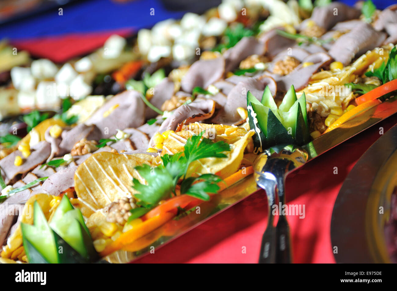 Catering food arrangement on table Stock Photo - Alamy