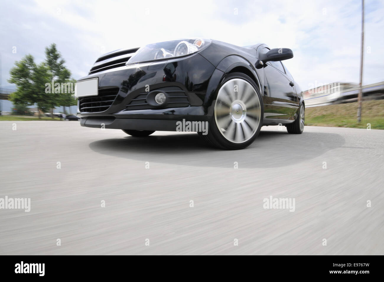 Fast car moving with motion blur Stock Photo - Alamy