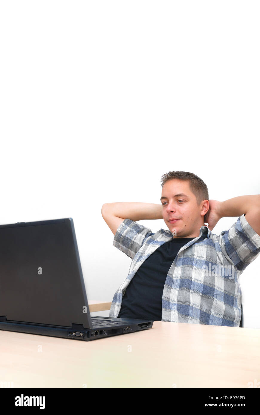 young man working on laptop Stock Photo - Alamy