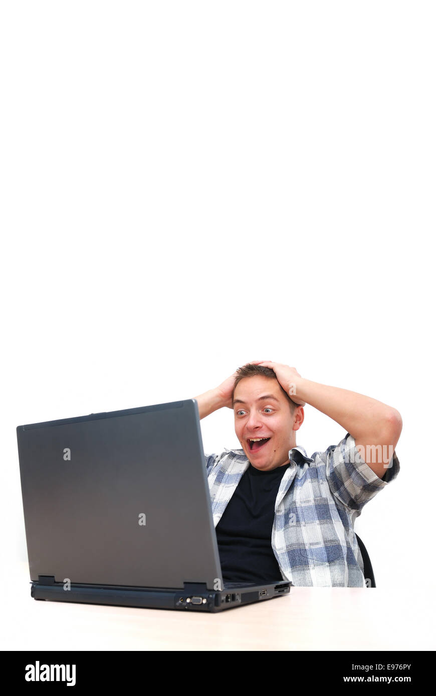 young man working on laptop Stock Photo - Alamy