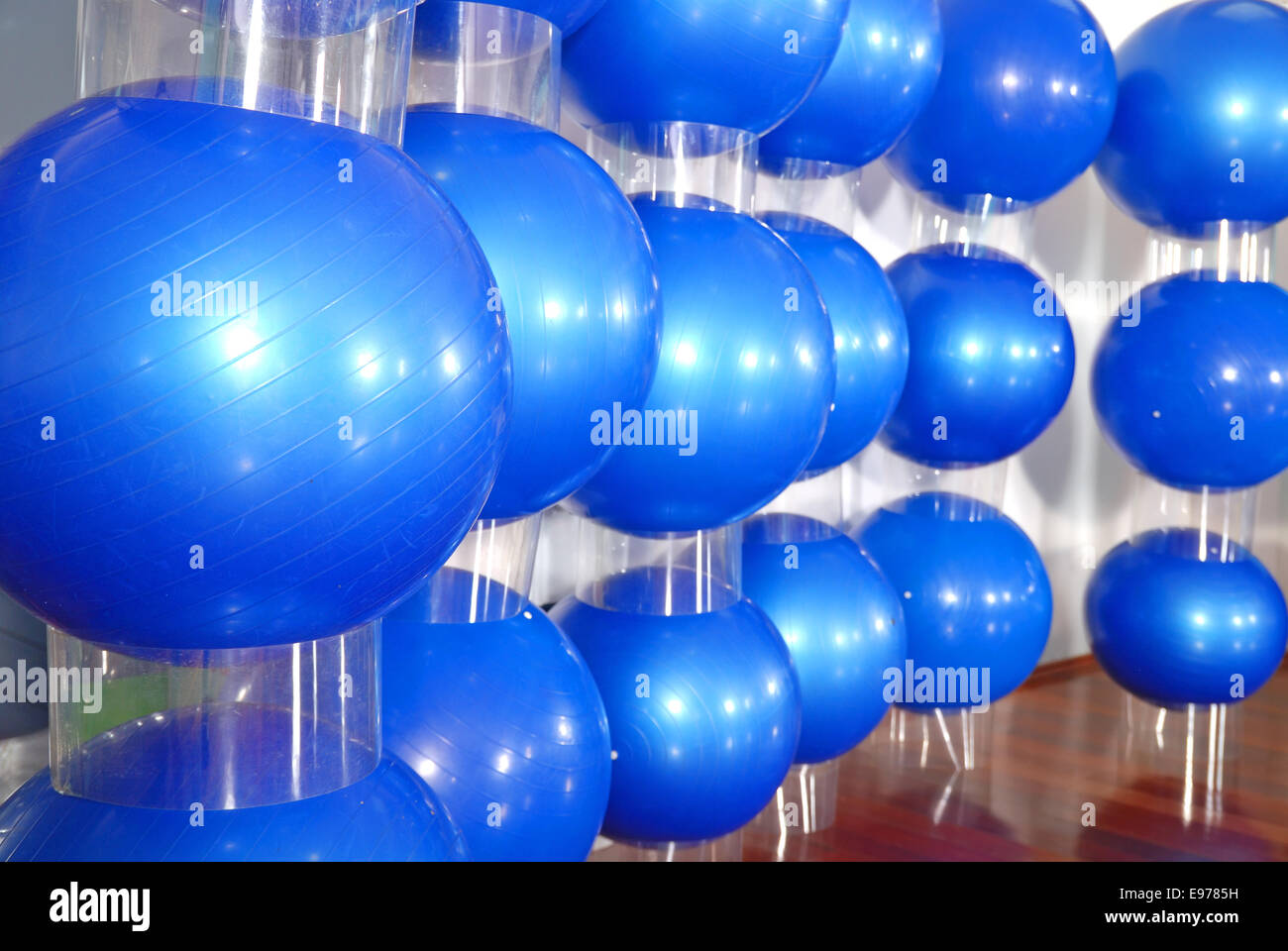 fitness studio with blue pilates balls Stock Photo - Alamy