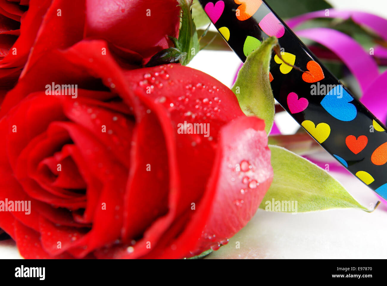 Hearts and roses Stock Photo - Alamy