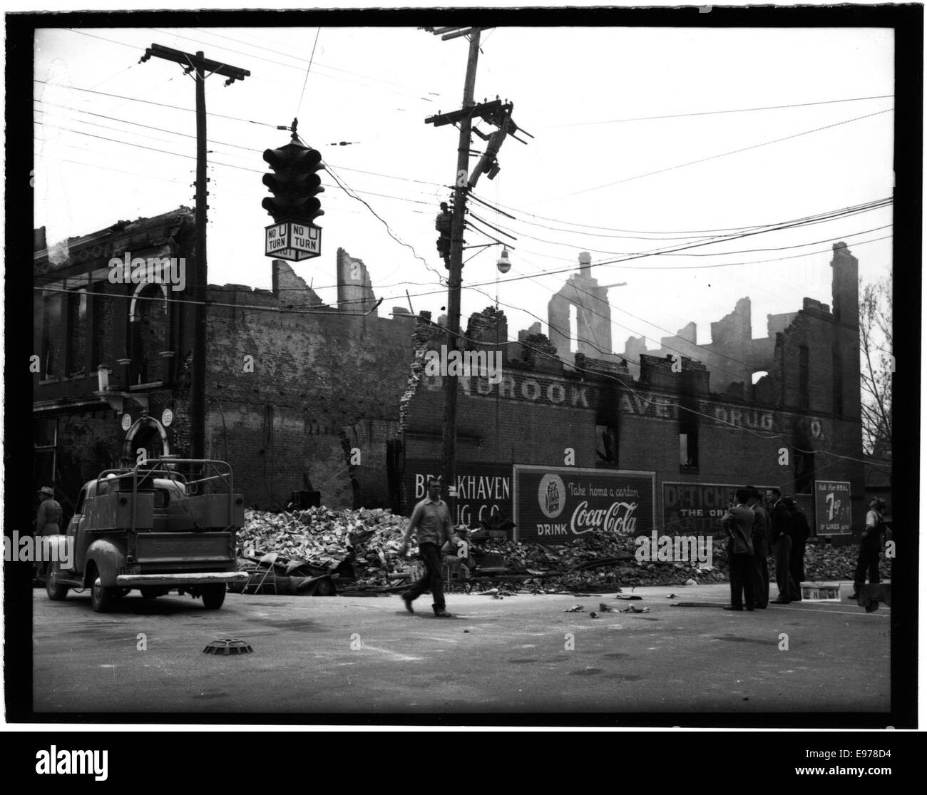 This photograph captures the Masonic Building fire in Brookhaven, New ...