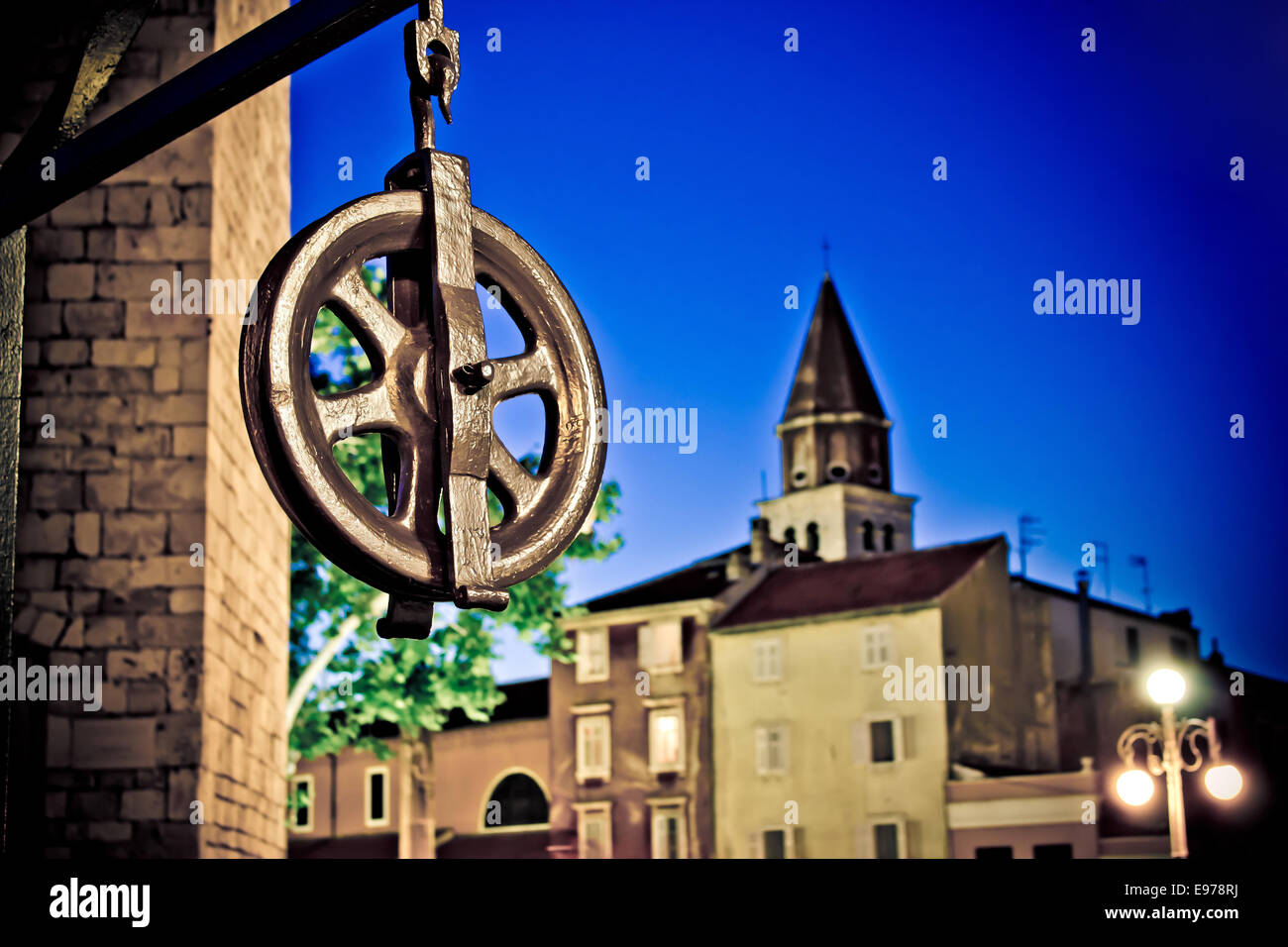 Five wells square pulley in Zadar Stock Photo - Alamy