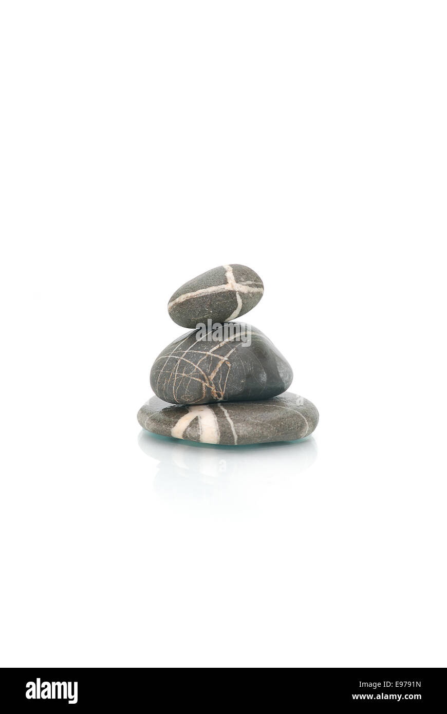 .zen stones with reflection isolated Stock Photo - Alamy