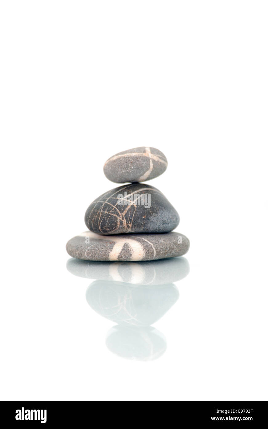 .zen stones with reflection isolated Stock Photo - Alamy