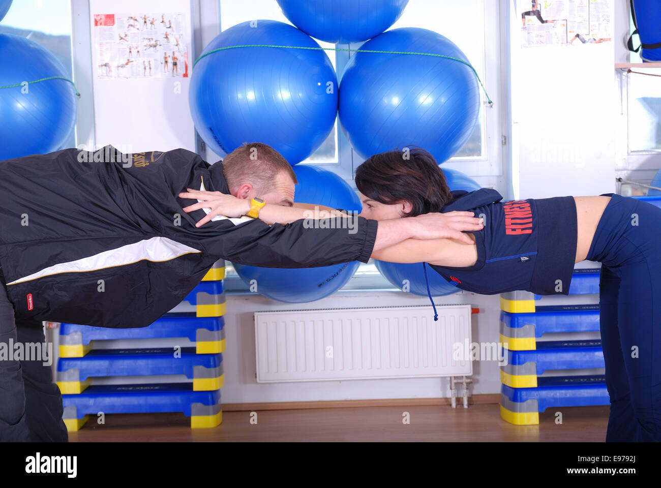 .happy couple recreating in fitness studio Stock Photo - Alamy