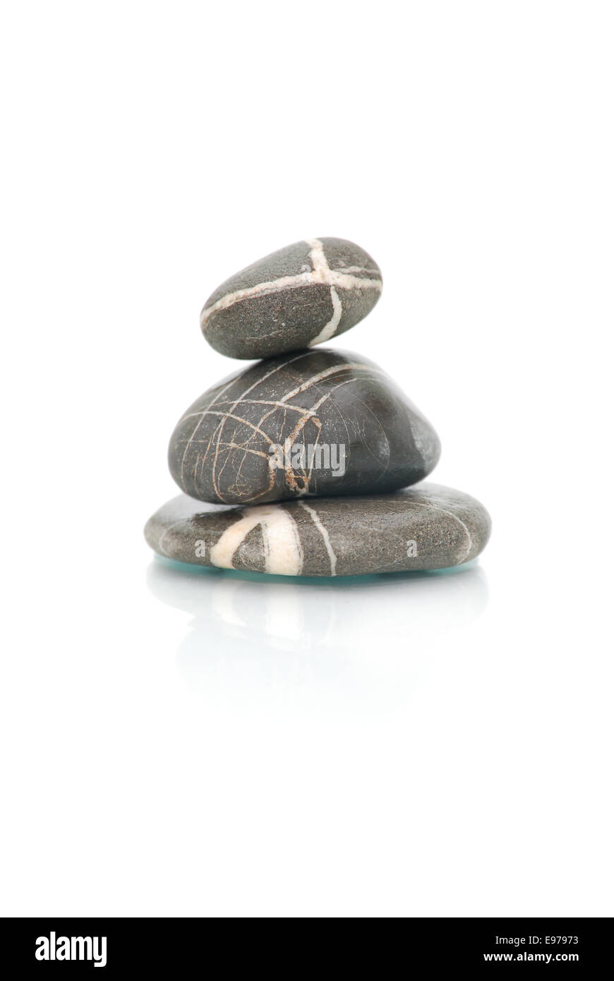 .zen stones with reflection isolated Stock Photo - Alamy