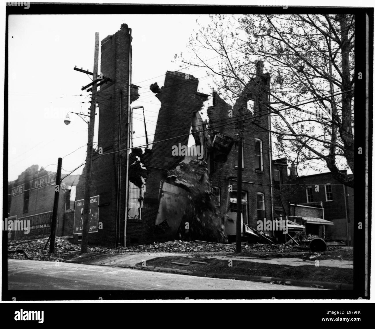 Photograph documenting the Masonic Building fire in Brookhaven, New ...
