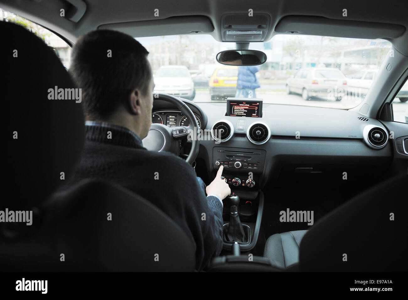 man using car navigation Stock Photo - Alamy