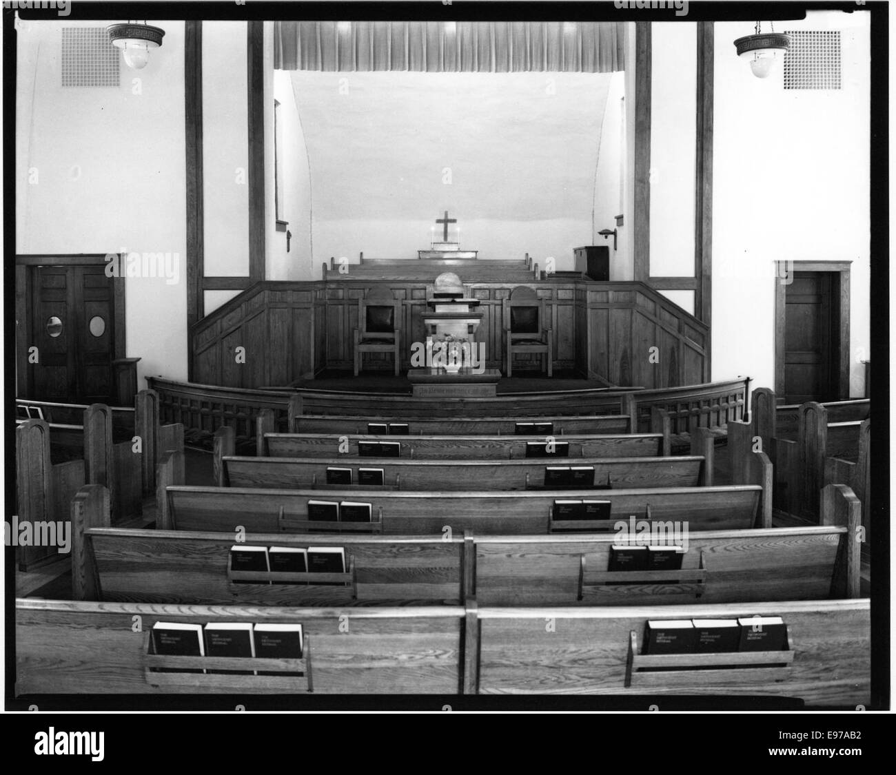 This image captures the interior of a Methodist Church, providing a ...
