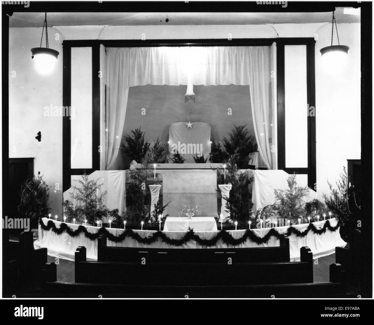 This interior view of a Methodist Church shows the architectural ...