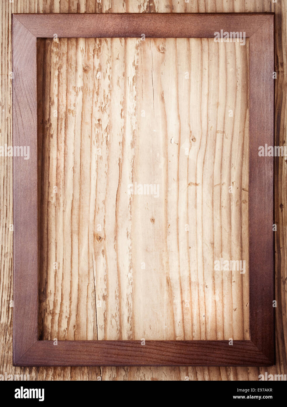 Old wooden frame on wood background Stock Photo - Alamy
