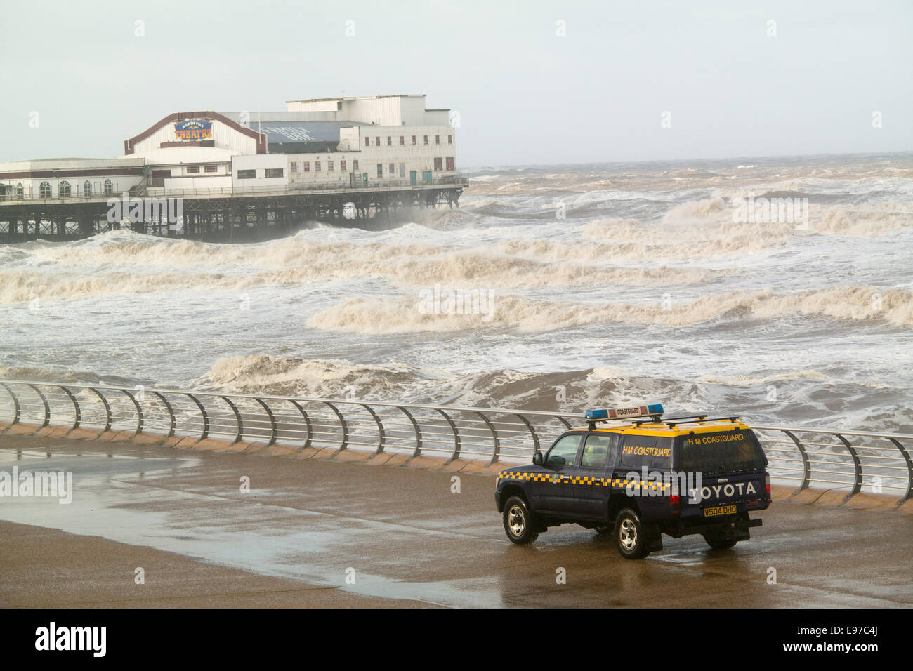 Blackpool, UK. 21st October, 2014. The severe gales continue into the ...