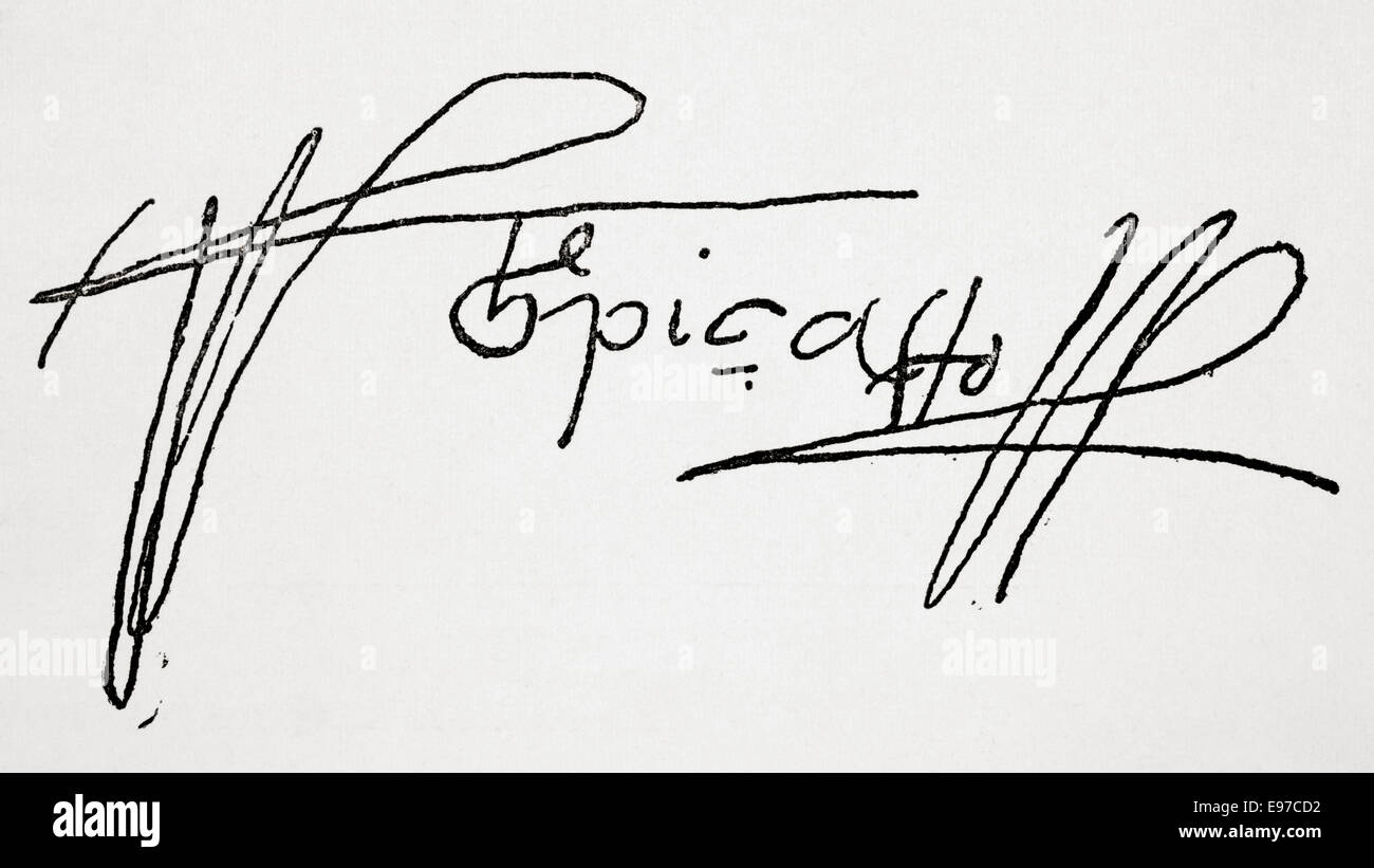 Signature of Gonzalo Pizarro y Alonso, 1510 – 1548. Spanish ...