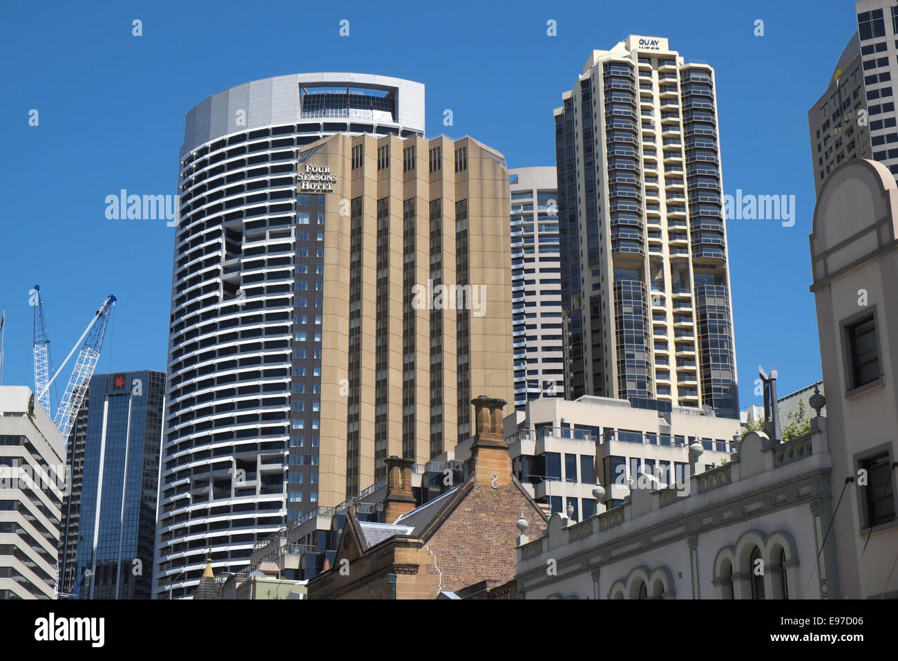 view of Sydney city centre from the the Rocks area on george street ...