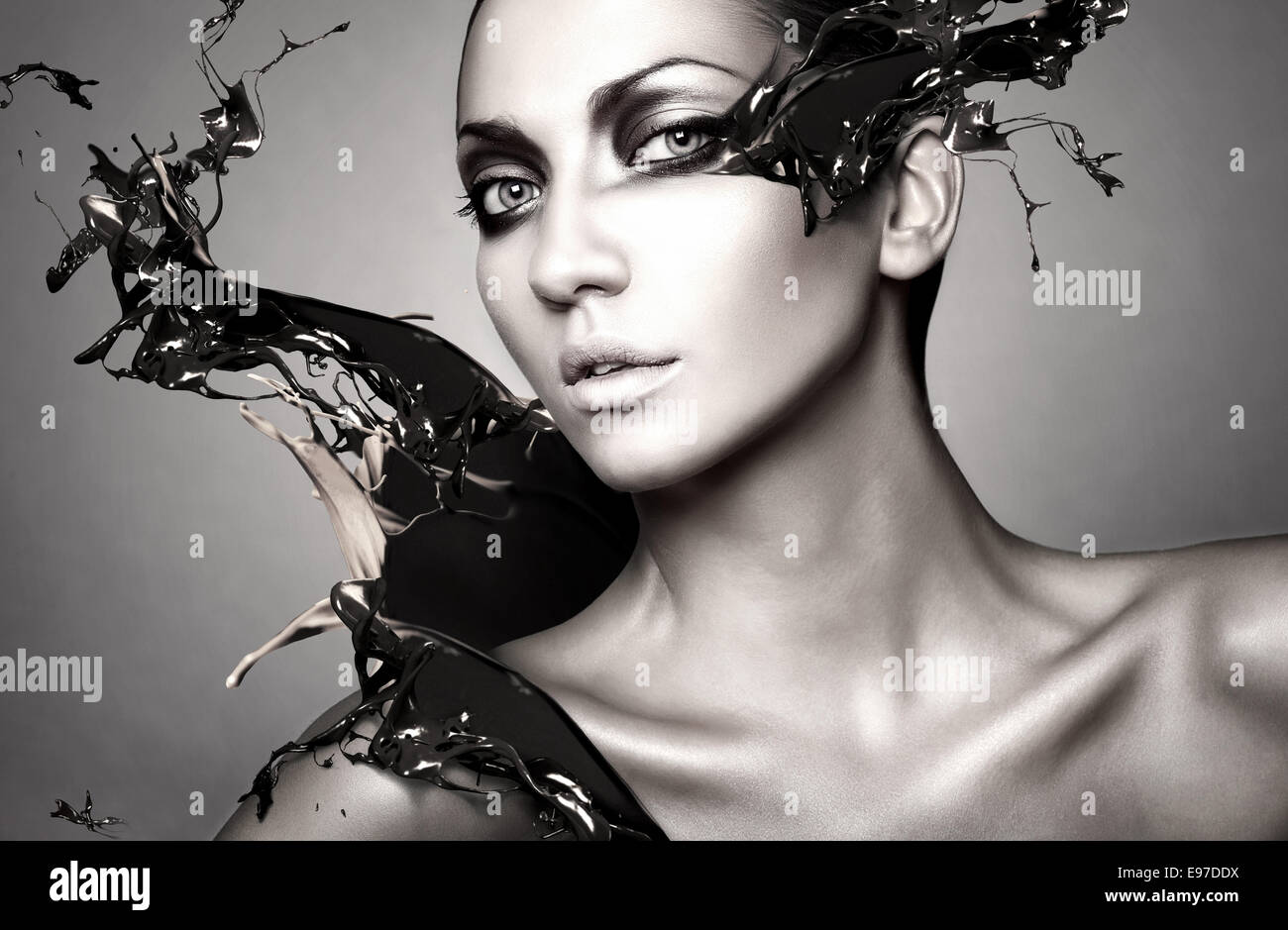 pretty woman under textile Stock Photo - Alamy