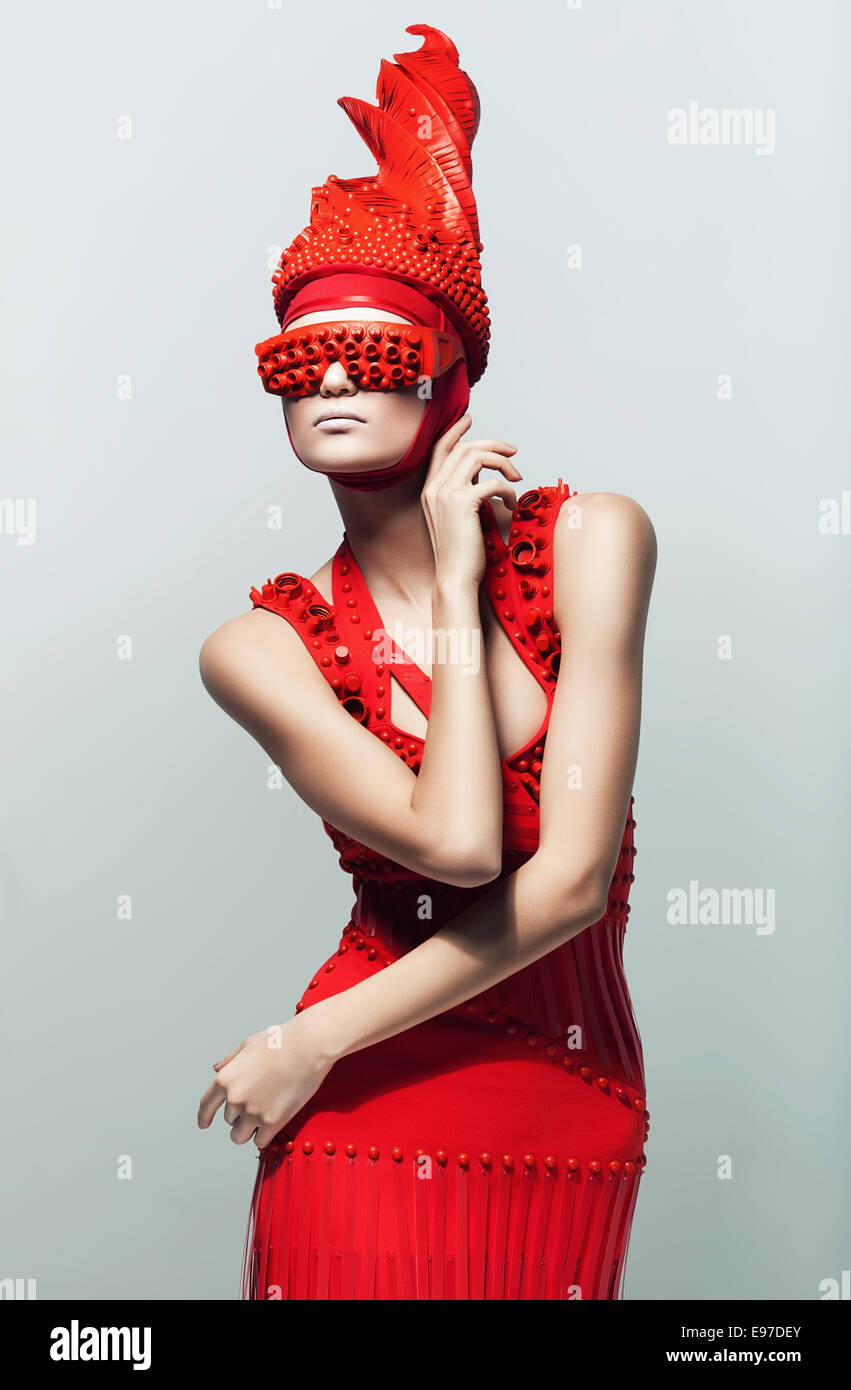 portrait of woman in red hat Stock Photo - Alamy