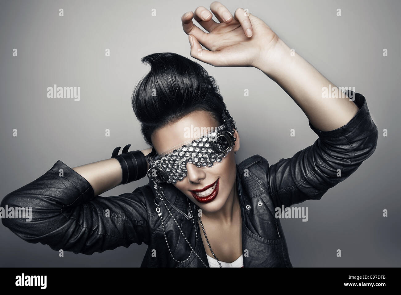 punk woman in creative glasses Stock Photo - Alamy