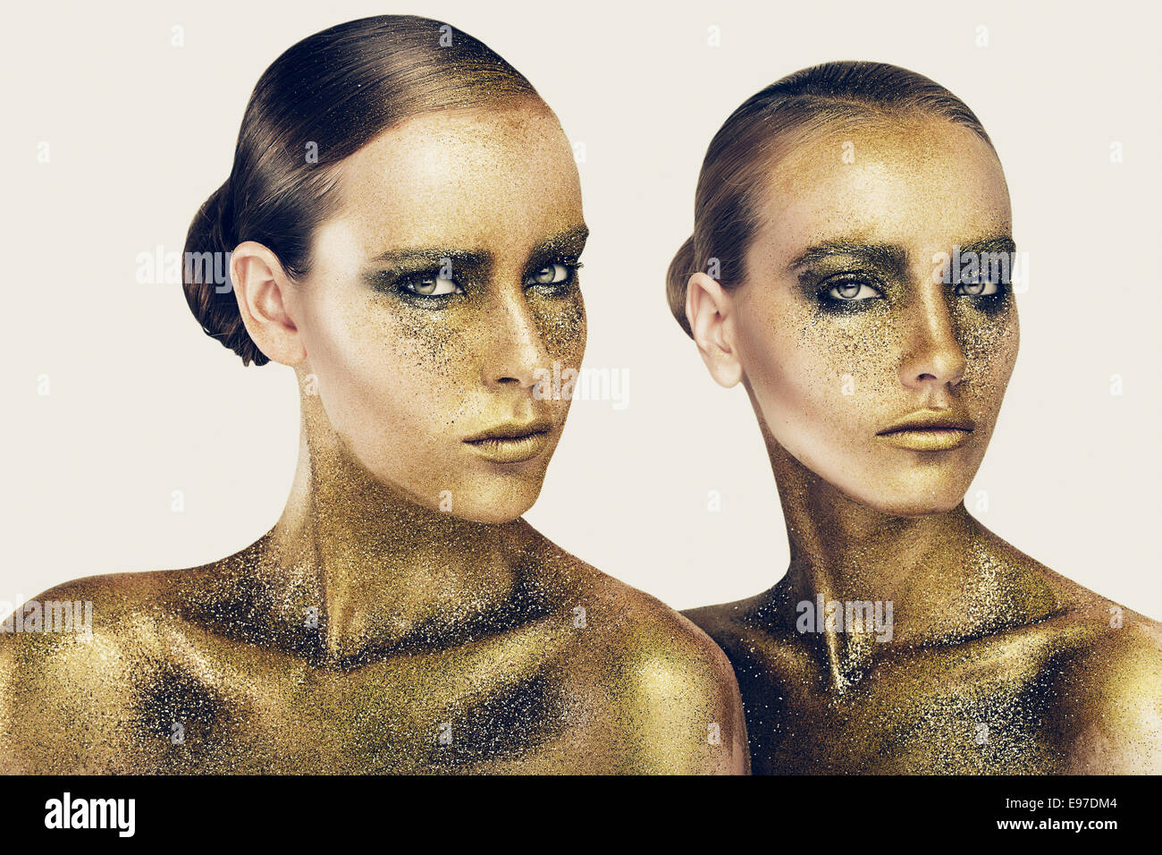 shiny woman with leaves on head Stock Photo - Alamy