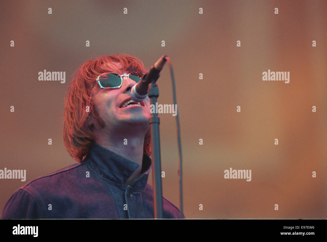 Liam Gallagher/ Oasis in concert at Loch Lomond, Scotland, in 1996 ...