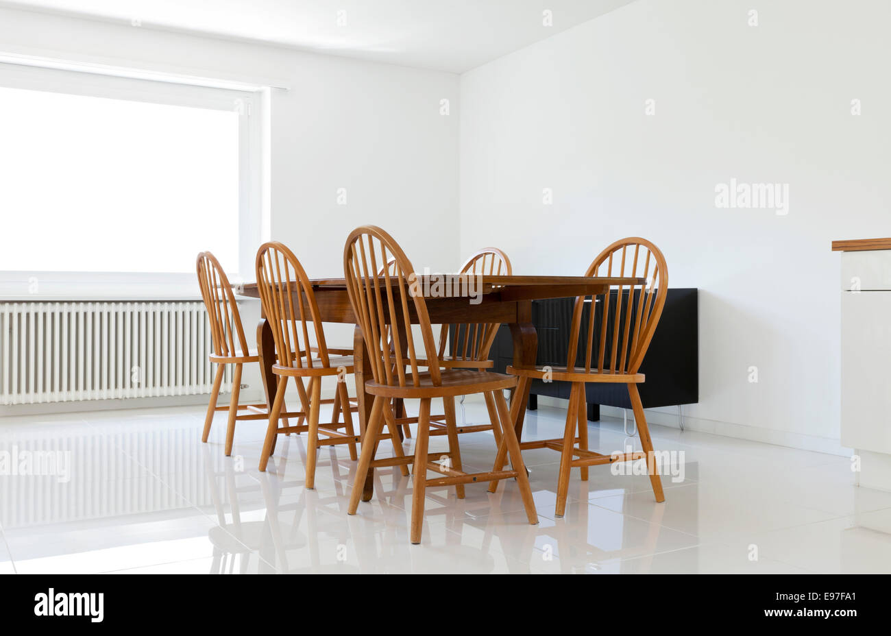 interior house, dining table and chairs Stock Photo - Alamy