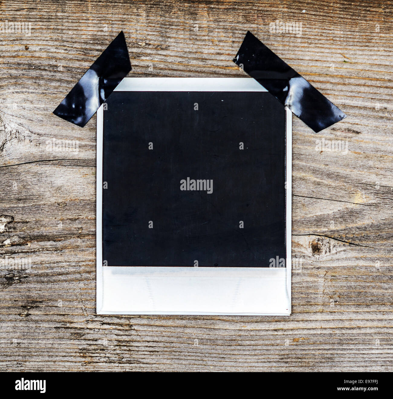 Blank vintage photograph taped on wooden wall Stock Photo - Alamy