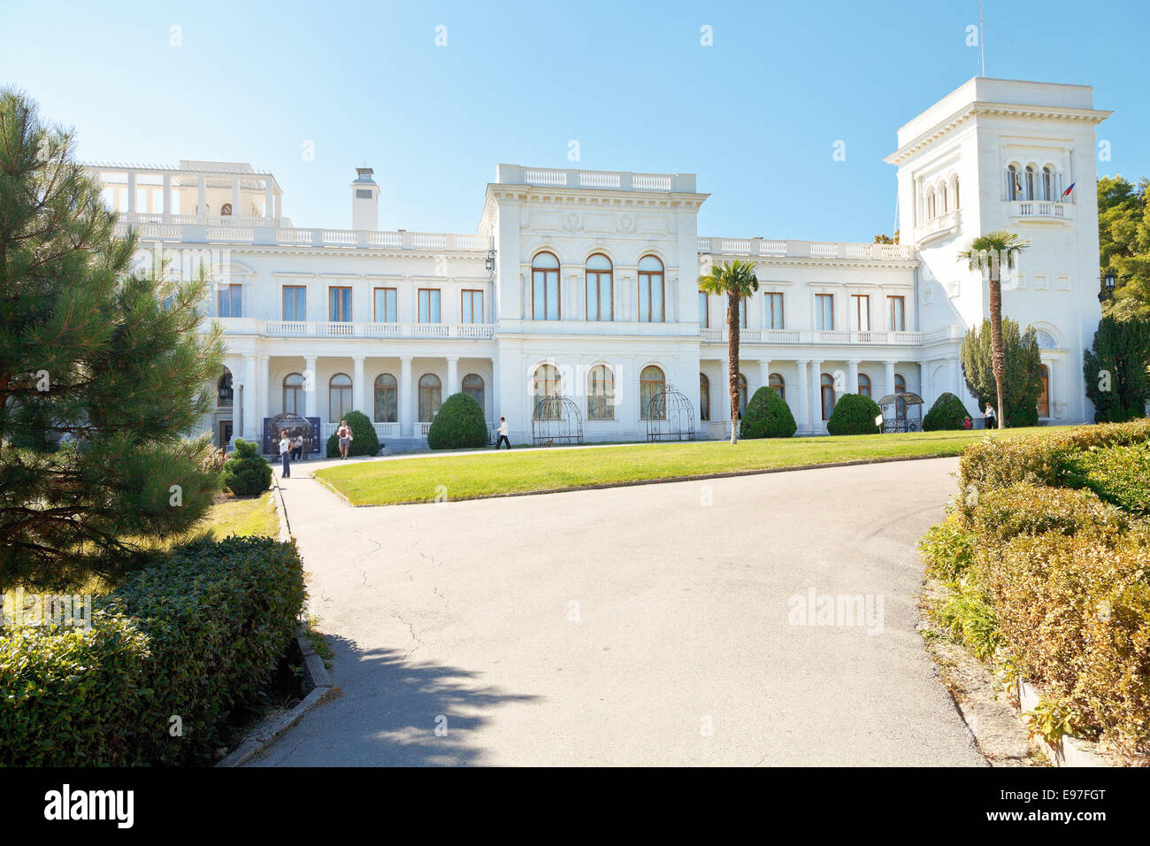 YALTA, RUSSIA - SEPTEMBER 30, 2014: facade of Grand Livadia Palace in ...