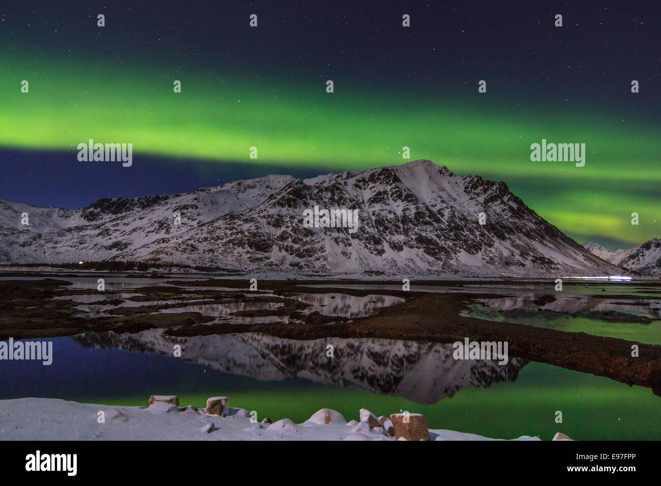 Northern lights on the Norwegian fjords Stock Photo - Alamy