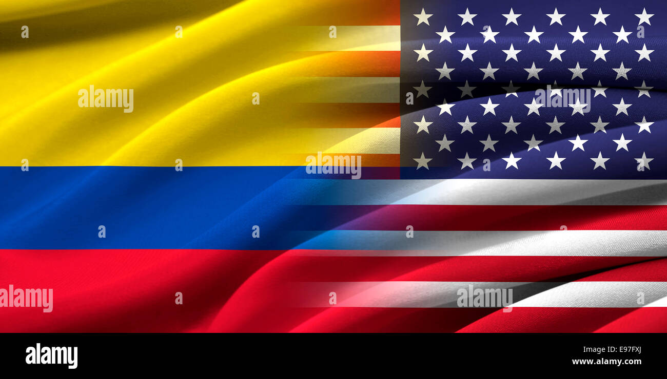 USA and Colombia. Relations between two countries. Conceptual image ...
