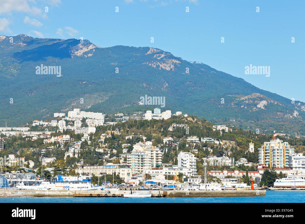 YALTA, RUSSIA - SEPTEMBER 30, 2014: skyline of Yalta city in Crimea in ...