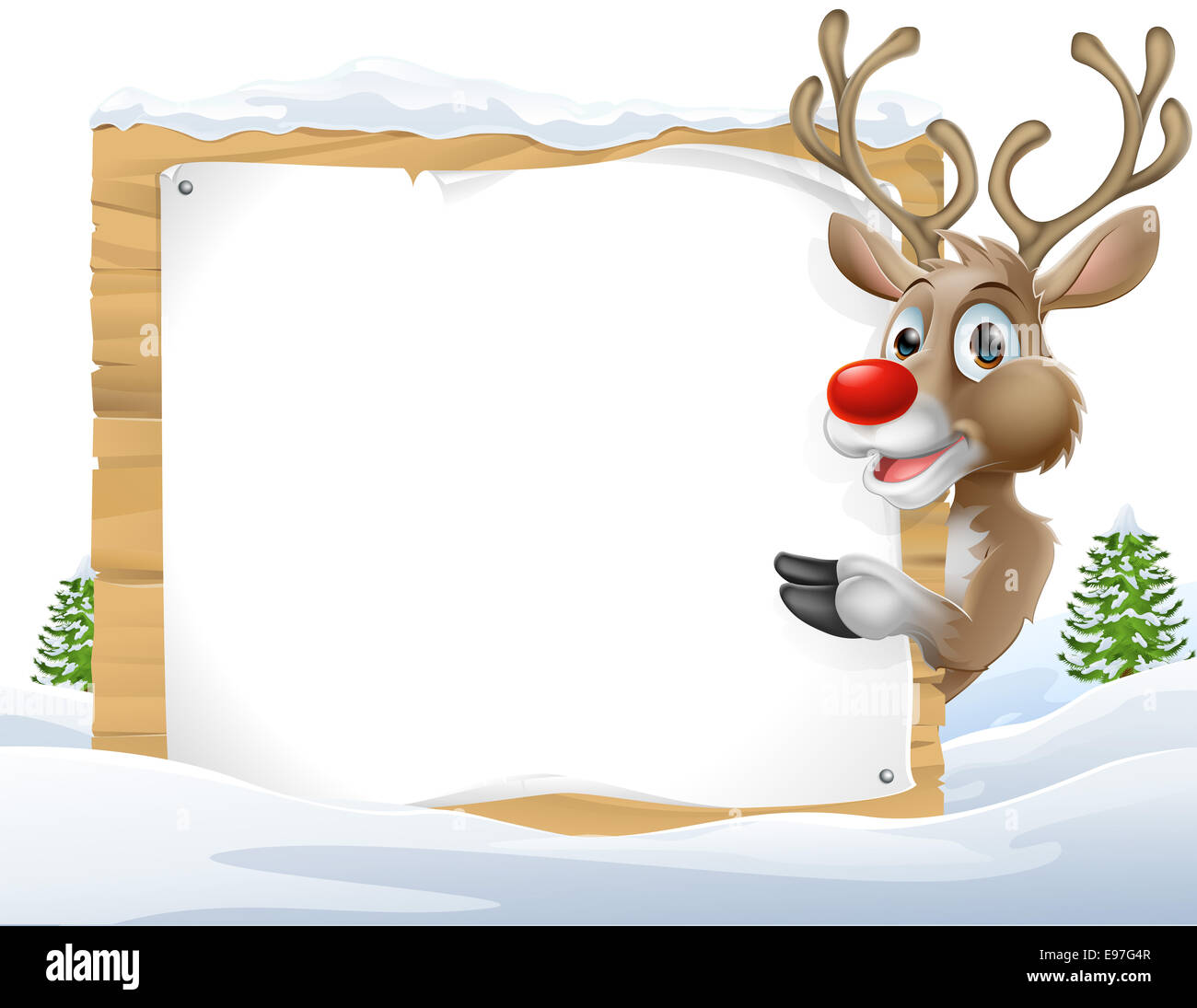 Cartoon reindeer Christmas Sign of a cute cartoon Christmas Reindeer ...