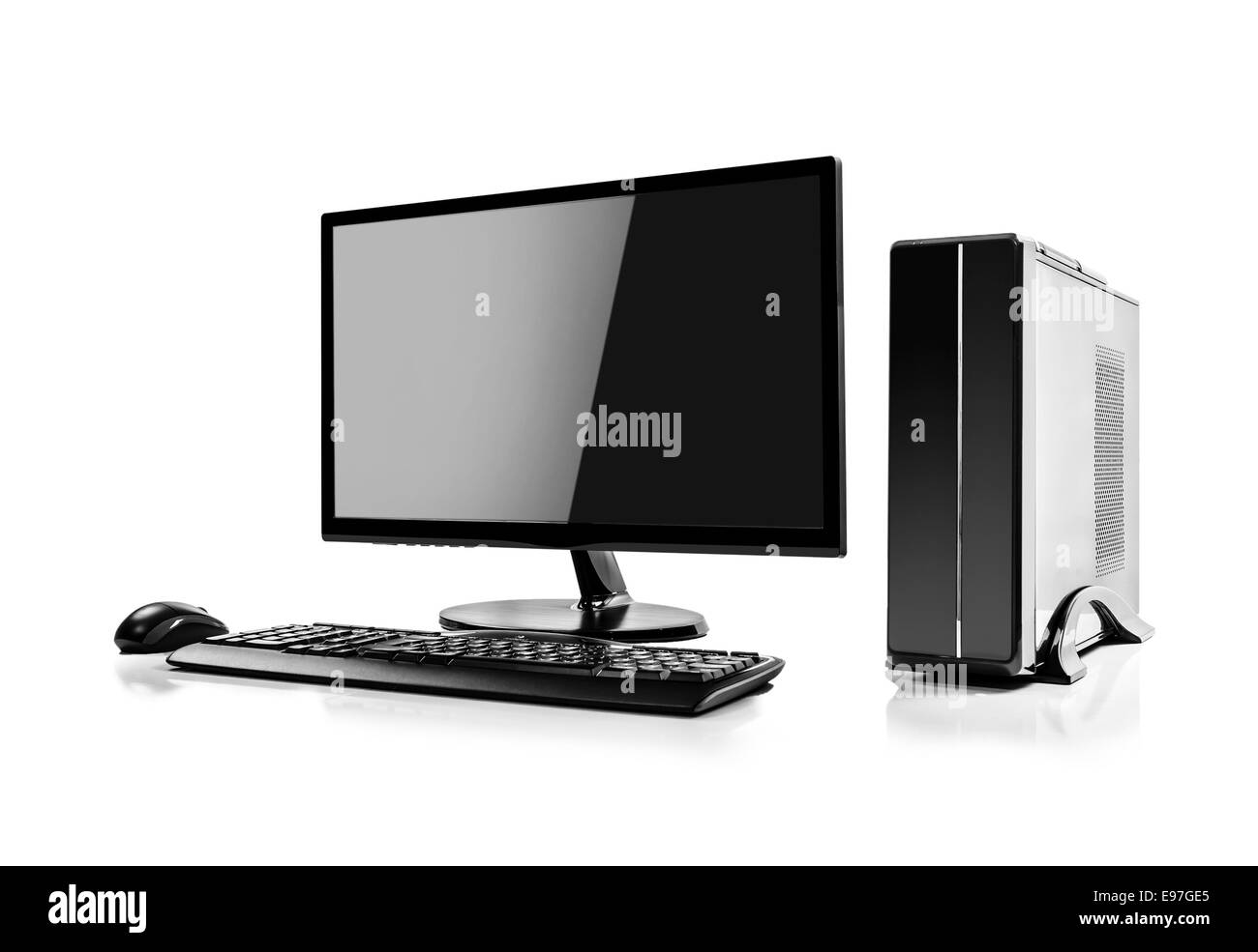Desktop computer and keyboard and mouse on white Stock Photo - Alamy