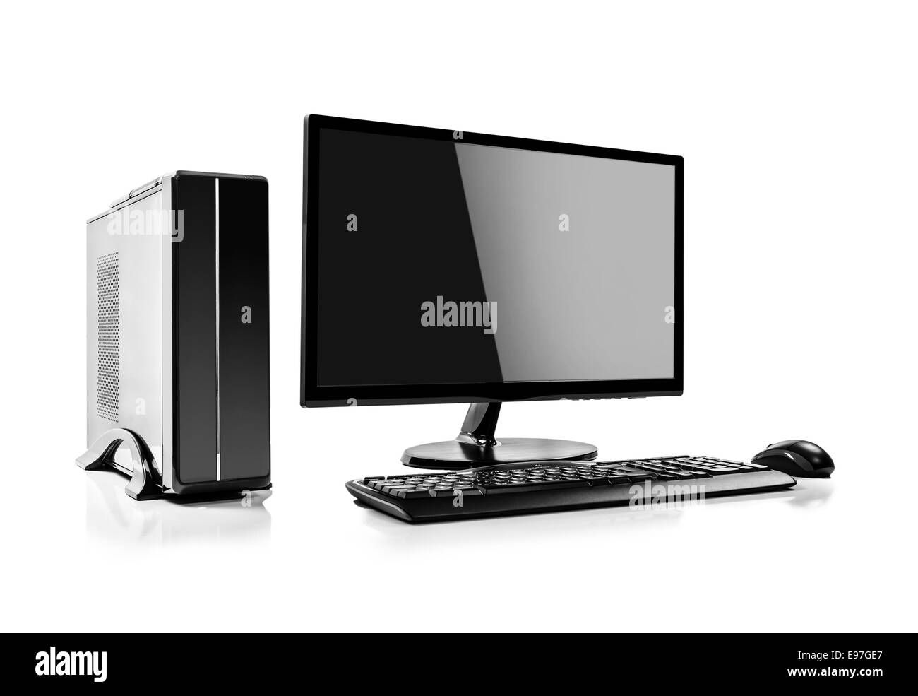 Desktop computer and keyboard and mouse on white Stock Photo - Alamy