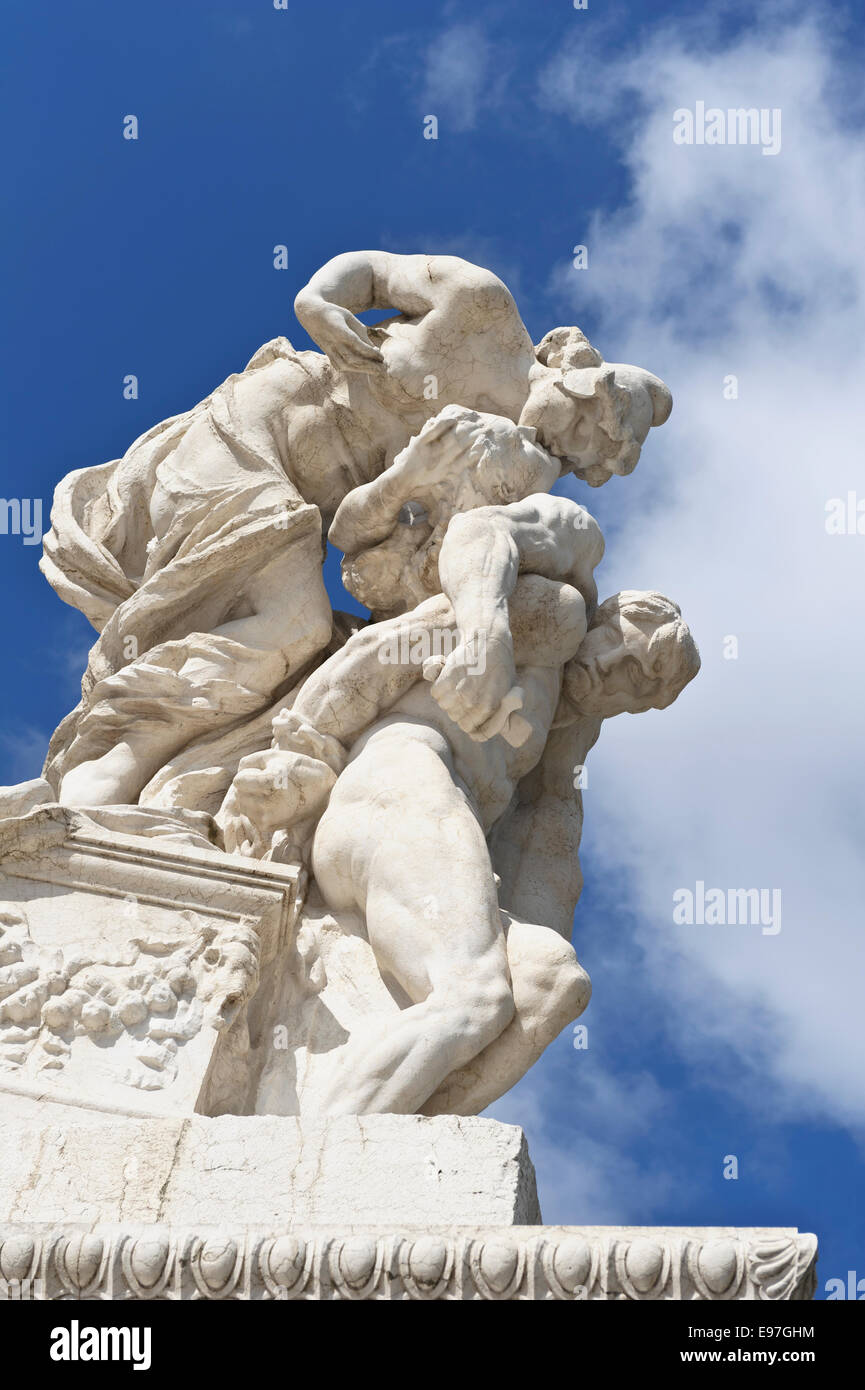 White statues against a blue sky on display outside the famous Victor ...