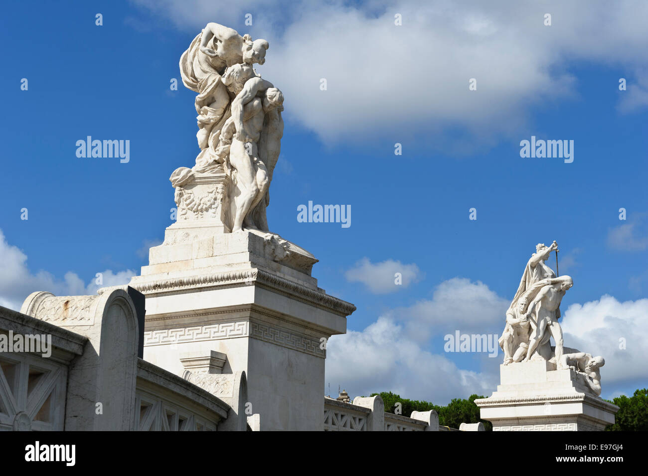 White statues against a blue sky on display outside the famous Victor ...